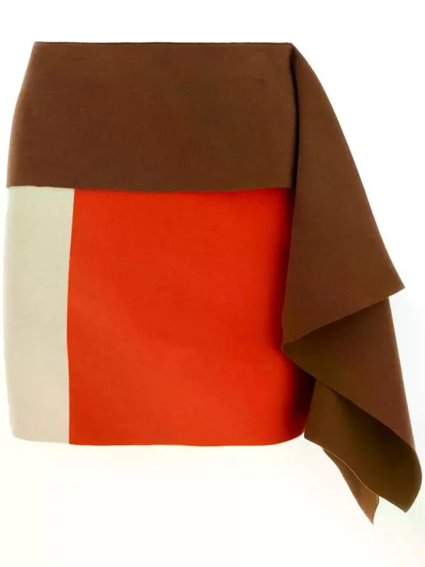 Fendi Geometric Print Wool Mini Skirt - Brown