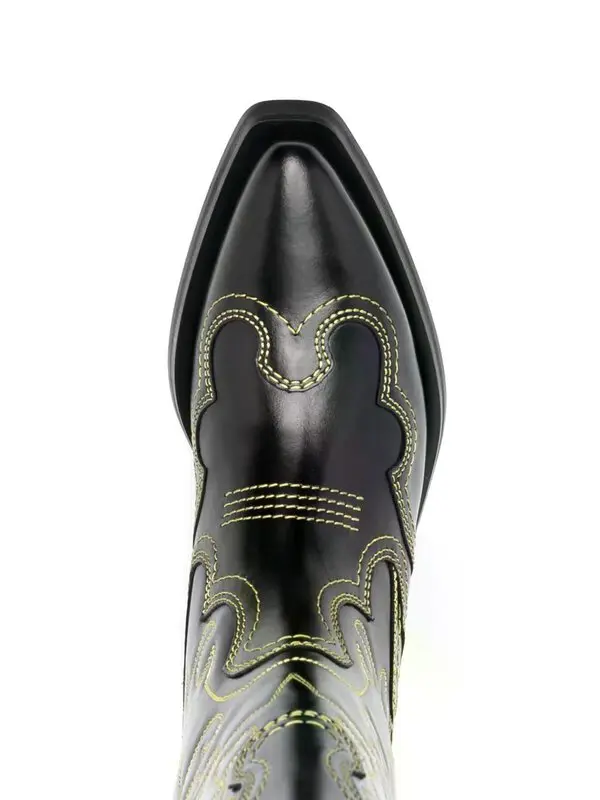 GANNI 45mm Western Leather Boots - Black