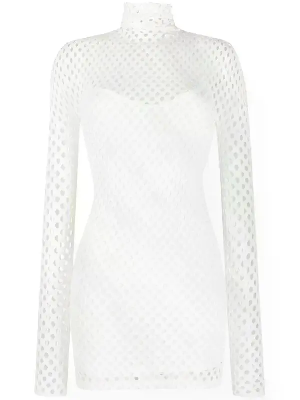 Philipp Plein Mesh-overlay Mini Dress - White