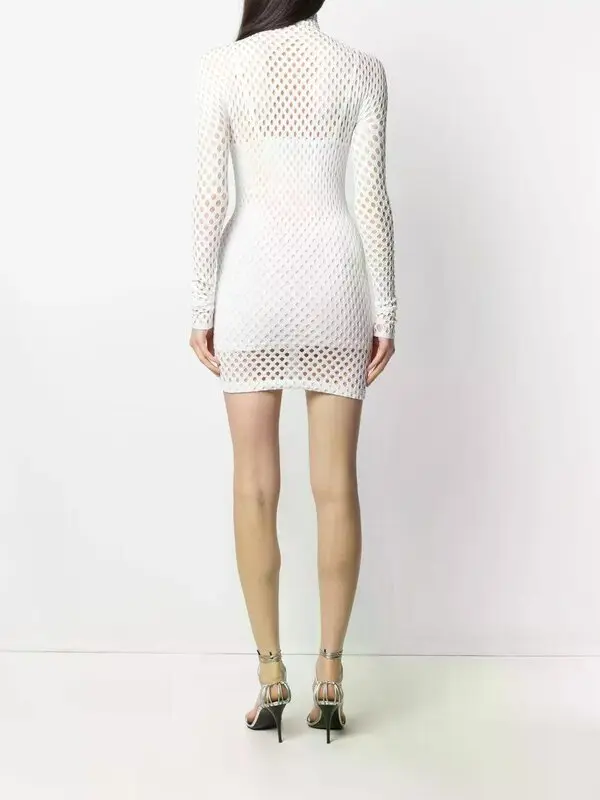 Philipp Plein Mesh-overlay Mini Dress - White