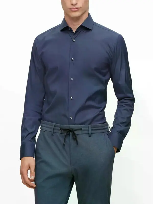 BOSS Spread-collar Poplin Shirt - Blue