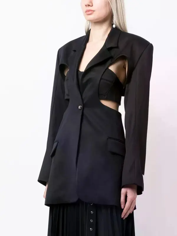 Rokh Cut-out Single-breasted Blazer - Blue