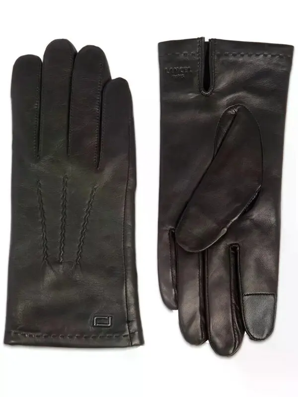 LANCEL Sellier Logo-stamp Leather Gloves - Black