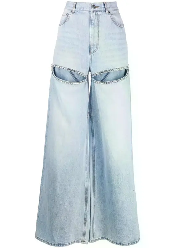 AREA Wide-leg Crystal Jeans