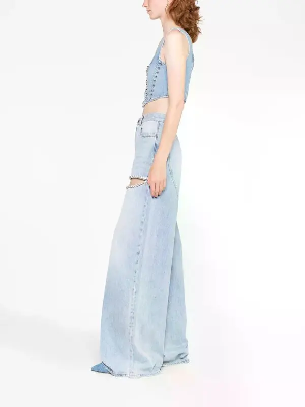 AREA Wide-leg Crystal Jeans