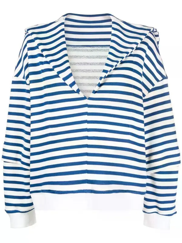 IOANA CIOLACU Striped Sailor-collar Top - Blue