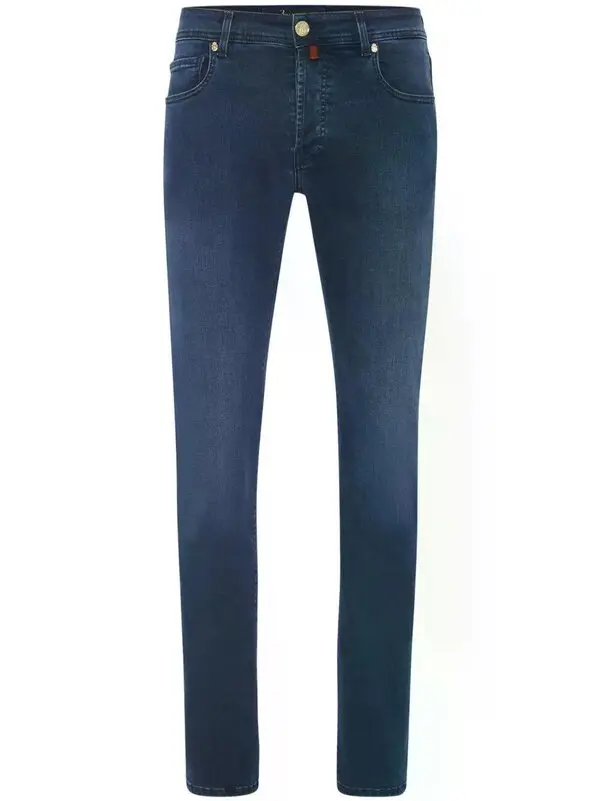 BILLIONAIRE Embroidered-logo Straight-cut Jeans - Blue