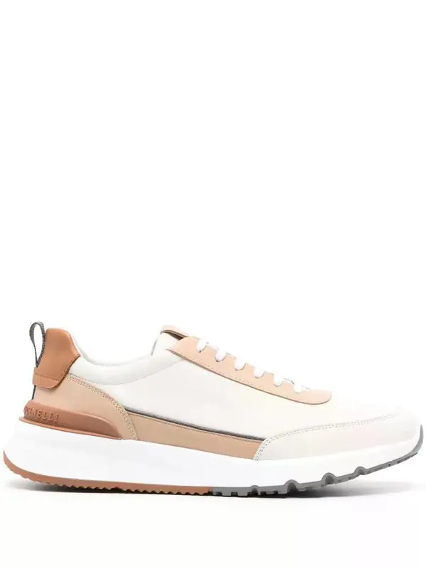 Brunello Cucinelli Embroidered-logo Leather Sneakers