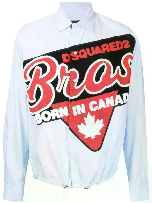 Dsquared2 Logo-patch Long-sleeve Shirt - Blue