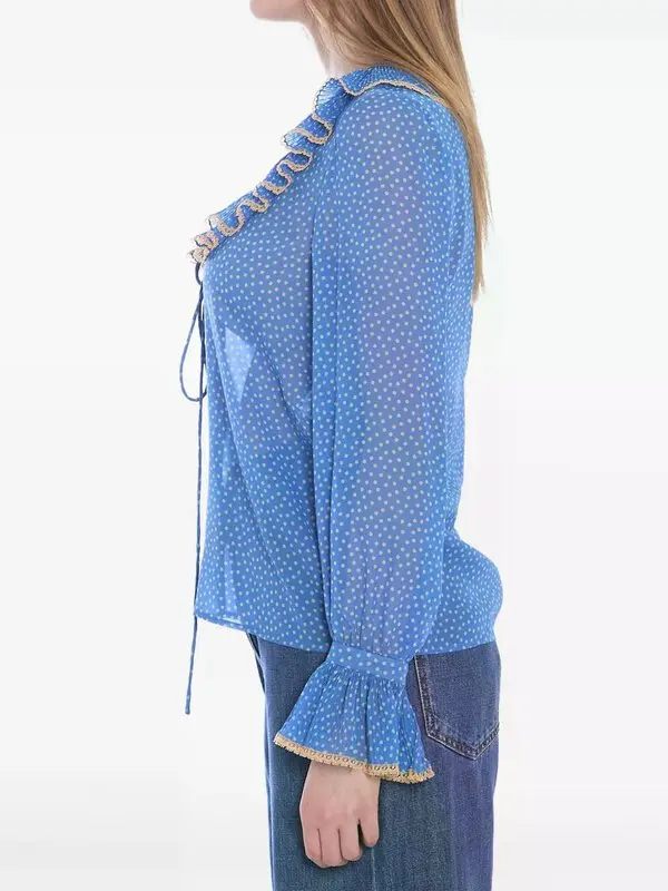 Valentino Garavani Polka Dot-print Silk Blouse - Blue