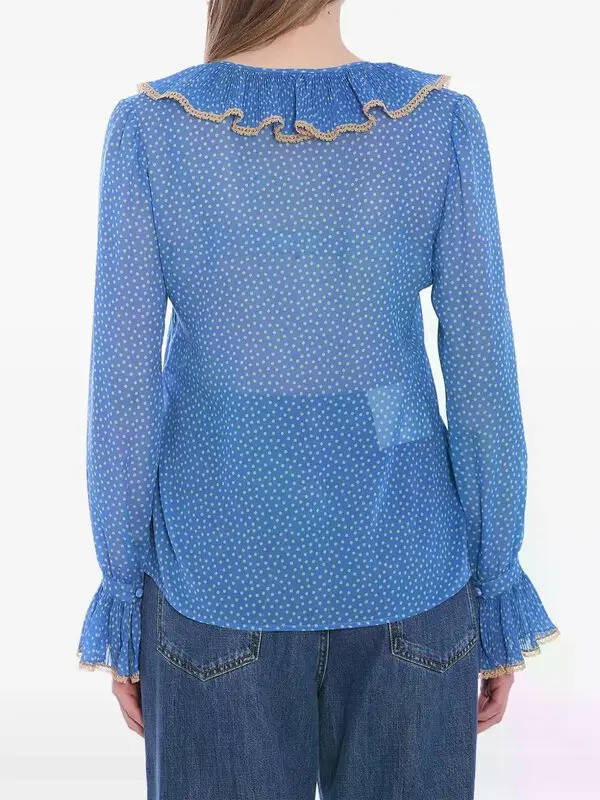 Valentino Garavani Polka Dot-print Silk Blouse - Blue