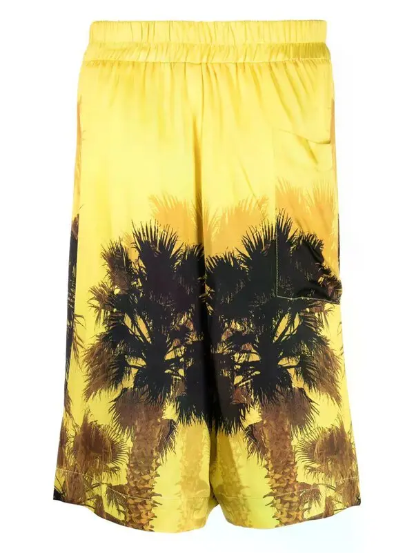 LANEUS Palm-tree Print Shorts
