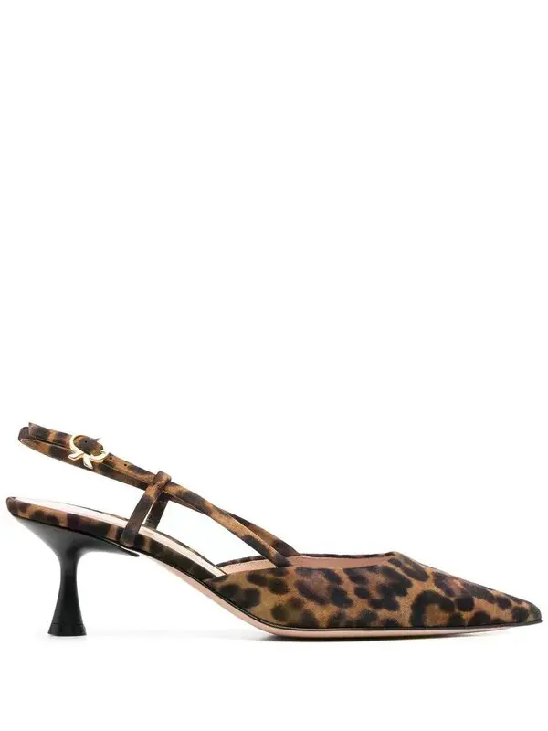 GIANVITO ROSSI Leopard Print Slingback Pumps - Neutrals