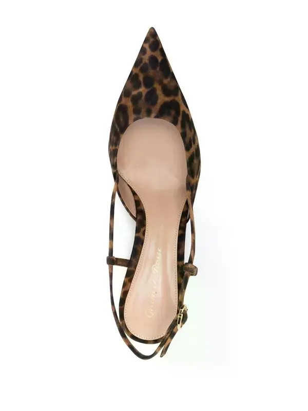 GIANVITO ROSSI Leopard Print Slingback Pumps - Neutrals
