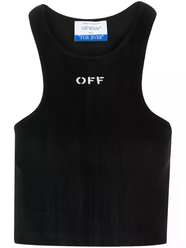 Off-White Off-stamp Ribbed Crop Top - Black