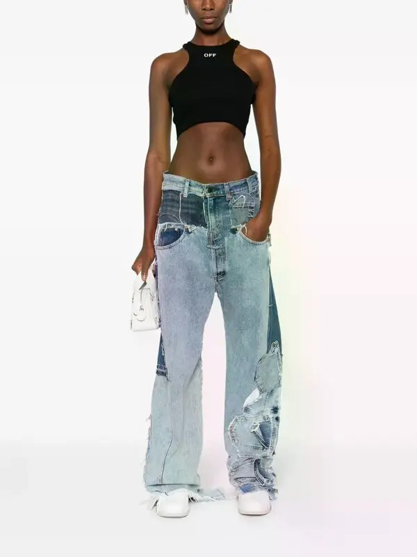 Off-White Off-stamp Ribbed Crop Top - Black