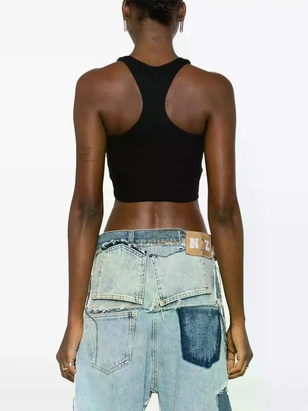 Off-White Off-stamp Ribbed Crop Top - Black