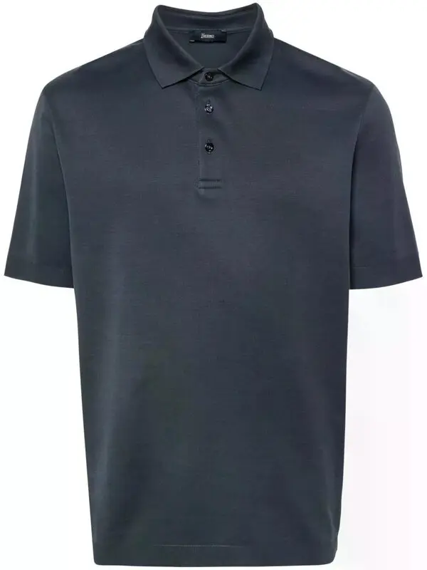 Herno Knitted Cotton Polo Shirt - Blue