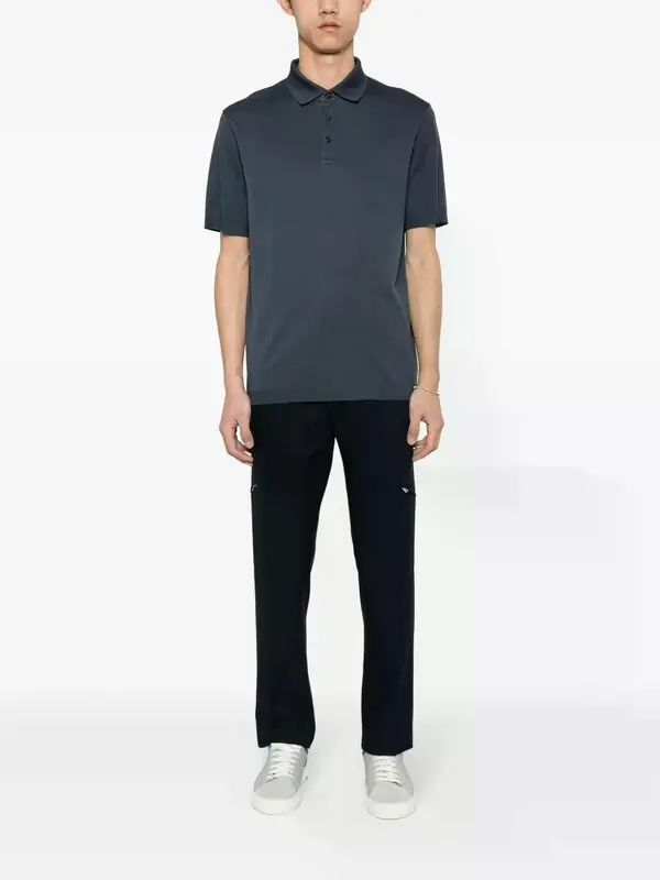 Herno Knitted Cotton Polo Shirt - Blue