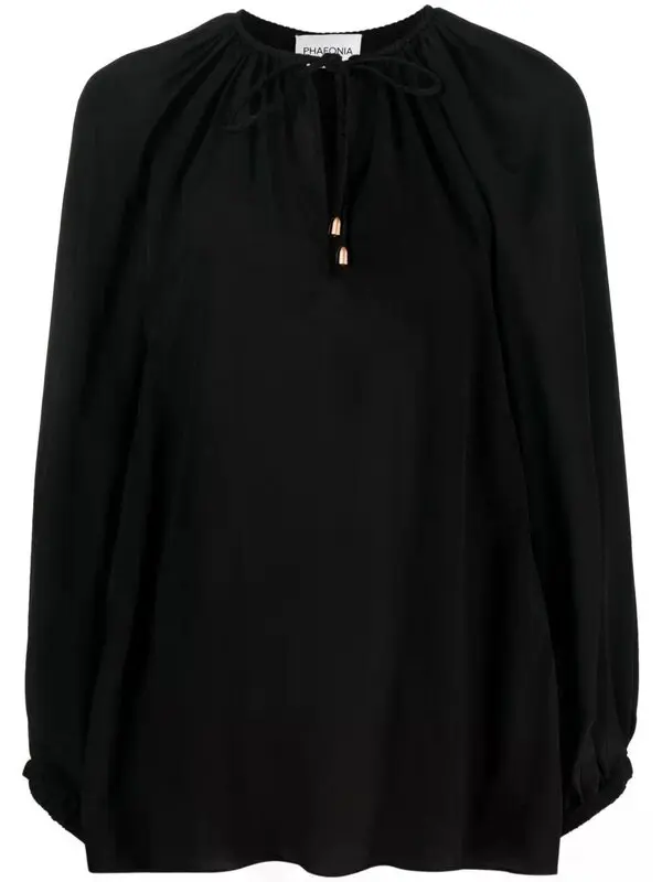 PHAEONIA Self-tie Silk Blouse
