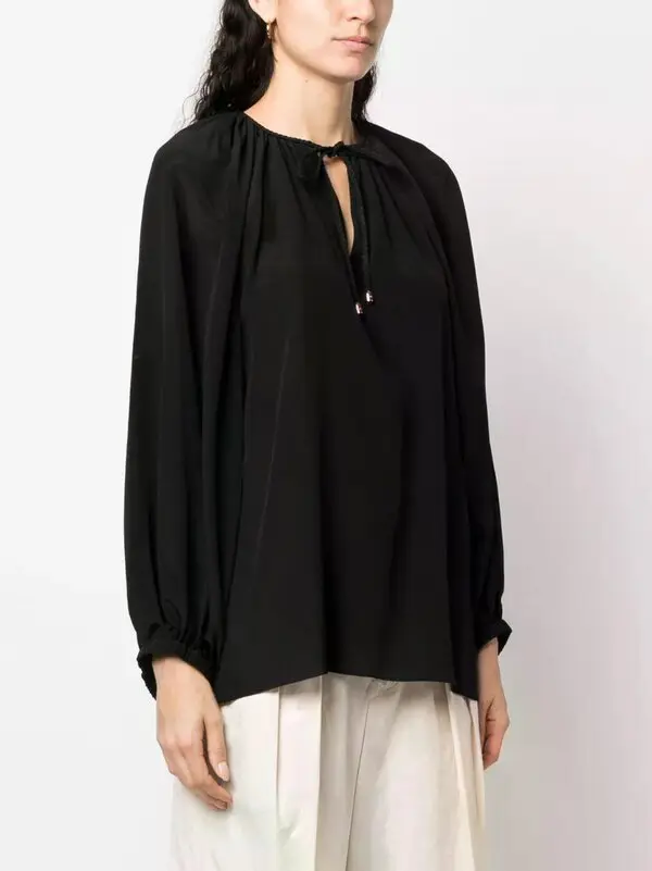 PHAEONIA Self-tie Silk Blouse