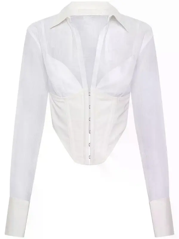 DION LEE Grid Sheer Corset Shirt