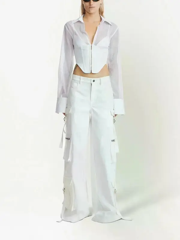 DION LEE Grid Sheer Corset Shirt