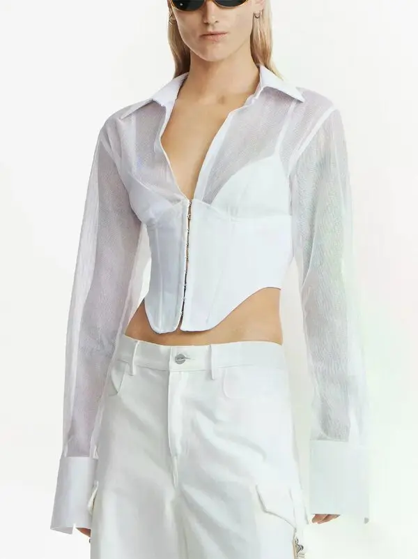 DION LEE Grid Sheer Corset Shirt