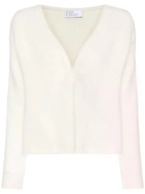 Giuseppe Di Morabito Brooch-detail Alpaca Wool-blend Cardigan - White