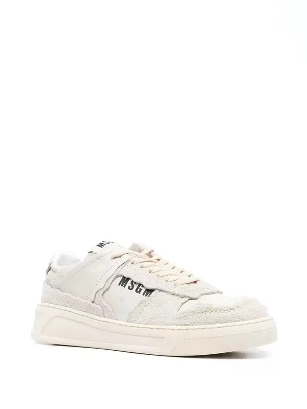 MSGM Logo-print Calf Leather Sneakers - Neutrals