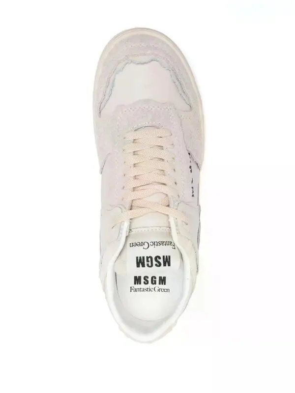 MSGM Logo-print Calf Leather Sneakers - Neutrals