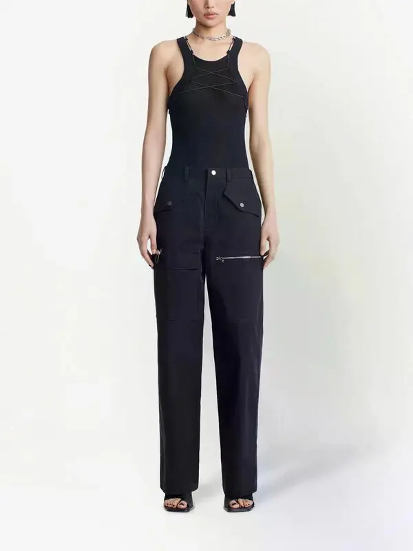 DION LEE Lock Cotton Tank Top - Black