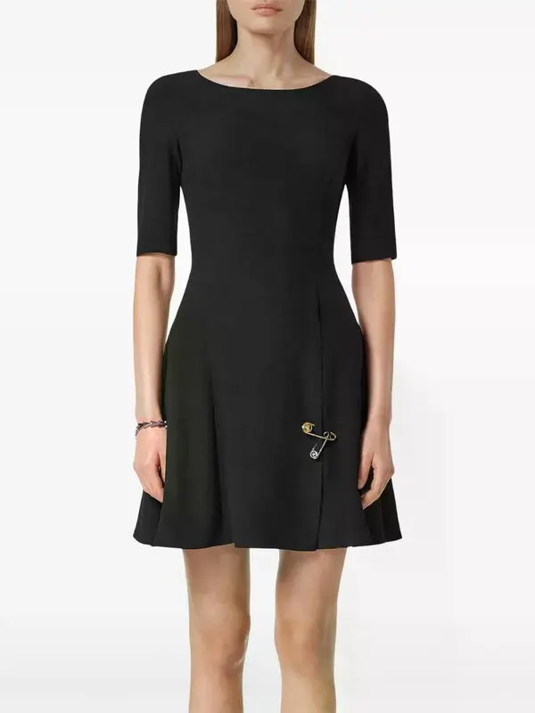 Versace Safety Pin Flared Satin Mini Dress