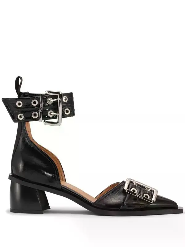 GANNI Buckled Faux Leather Pumps - Black