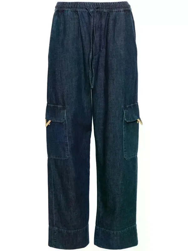 Valentino Garavani Chambray Cargo Trousers - Blue