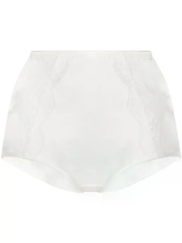 Dolce & Gabbana High-waisted Lace-detail Satin Briefs - White