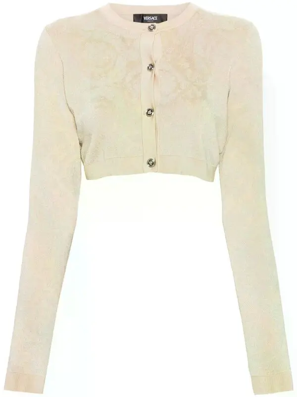 Versace Barocco Lurex Cropped Cardigan