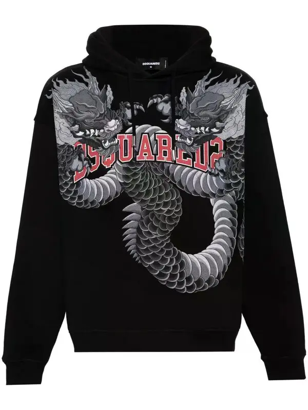 Dsquared2 Dragon-print Cotton Hoodie