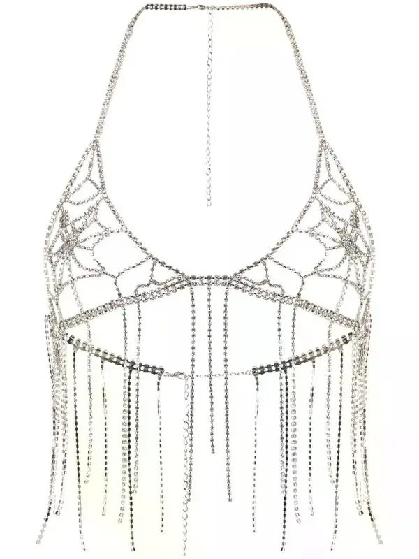 LOULOU X Lit Appeal Crystal-embellished Triangle-cup Top - Silver