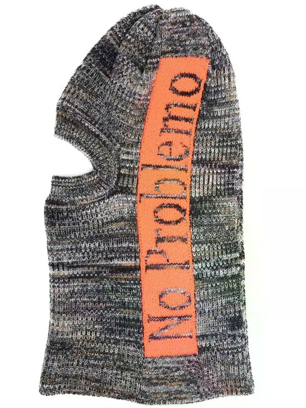 Aries Slogan-print Knitted Balaclava - Blue