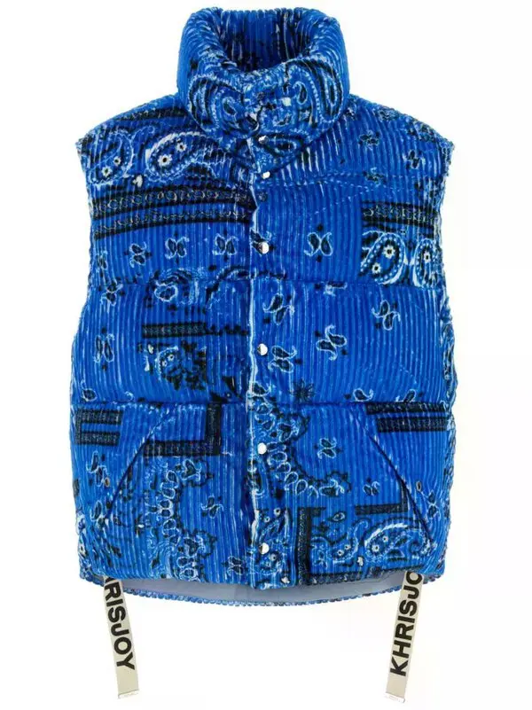 Khrisjoy Paisley-print Corduroy Padded Gilet - Blue