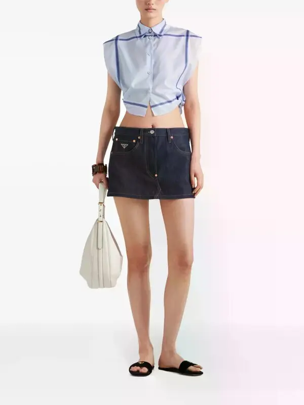 Prada Check-print Cropped Shirt