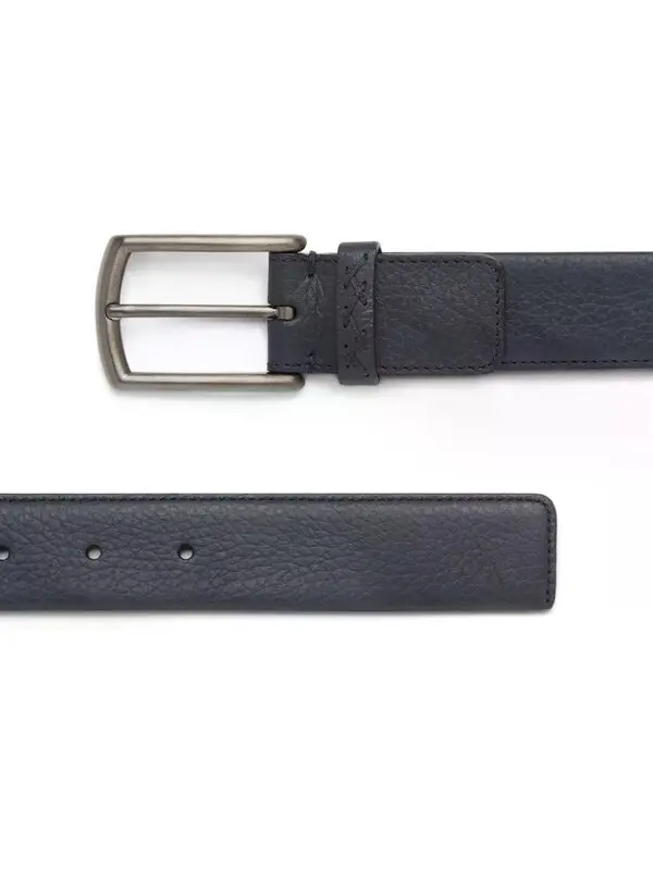 Zegna Leather Buckle-fastening Belt - Blue