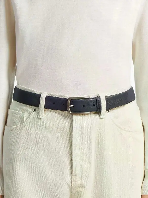 Zegna Leather Buckle-fastening Belt - Blue