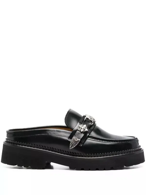 Toga Leather Loafers With Silver-tone Stud Detailing