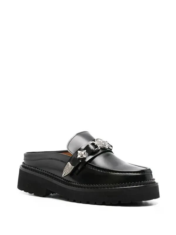 Toga Leather Loafers With Silver-tone Stud Detailing