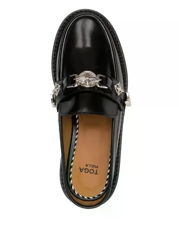 Toga Leather Loafers With Silver-tone Stud Detailing