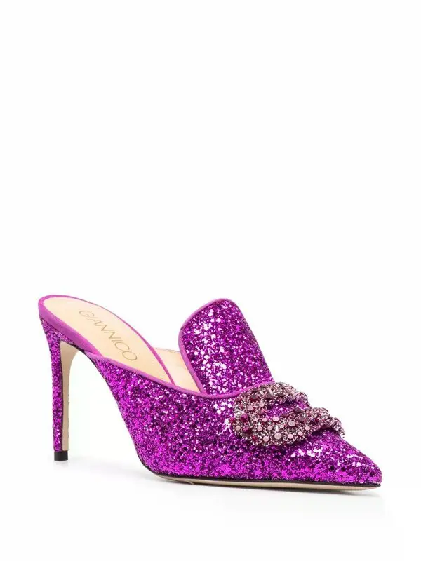 GIANNICO Glittered High-heel Mules