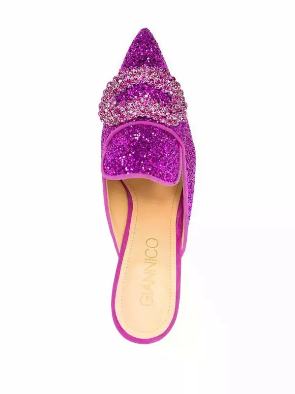GIANNICO Glittered High-heel Mules