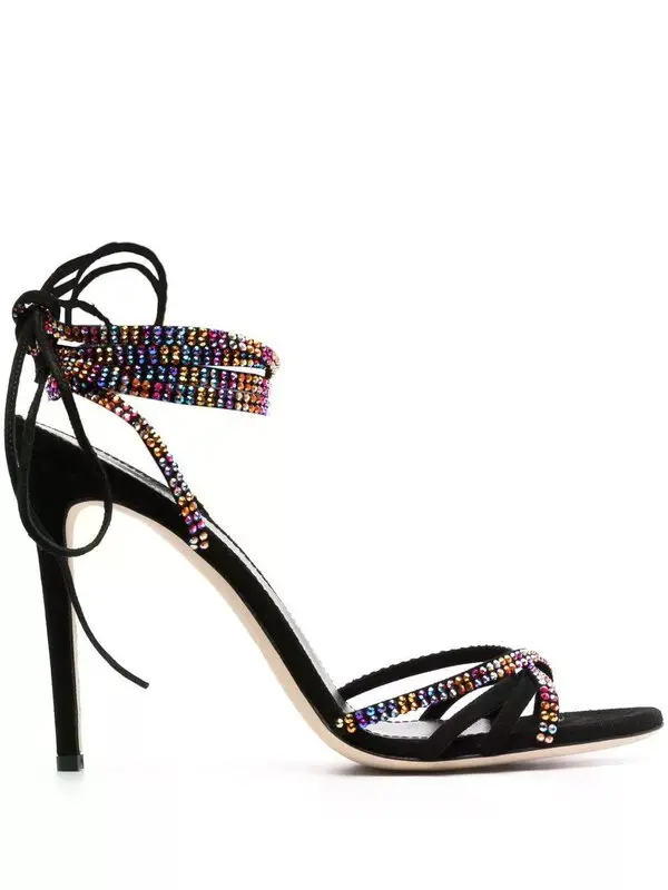 Paris Texas Holly Nicole 105mm Suede Sandals - Black